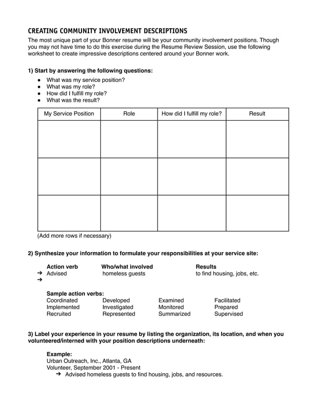 Participant resume review handout (1) | PDF | Resume Writing and Advice ...