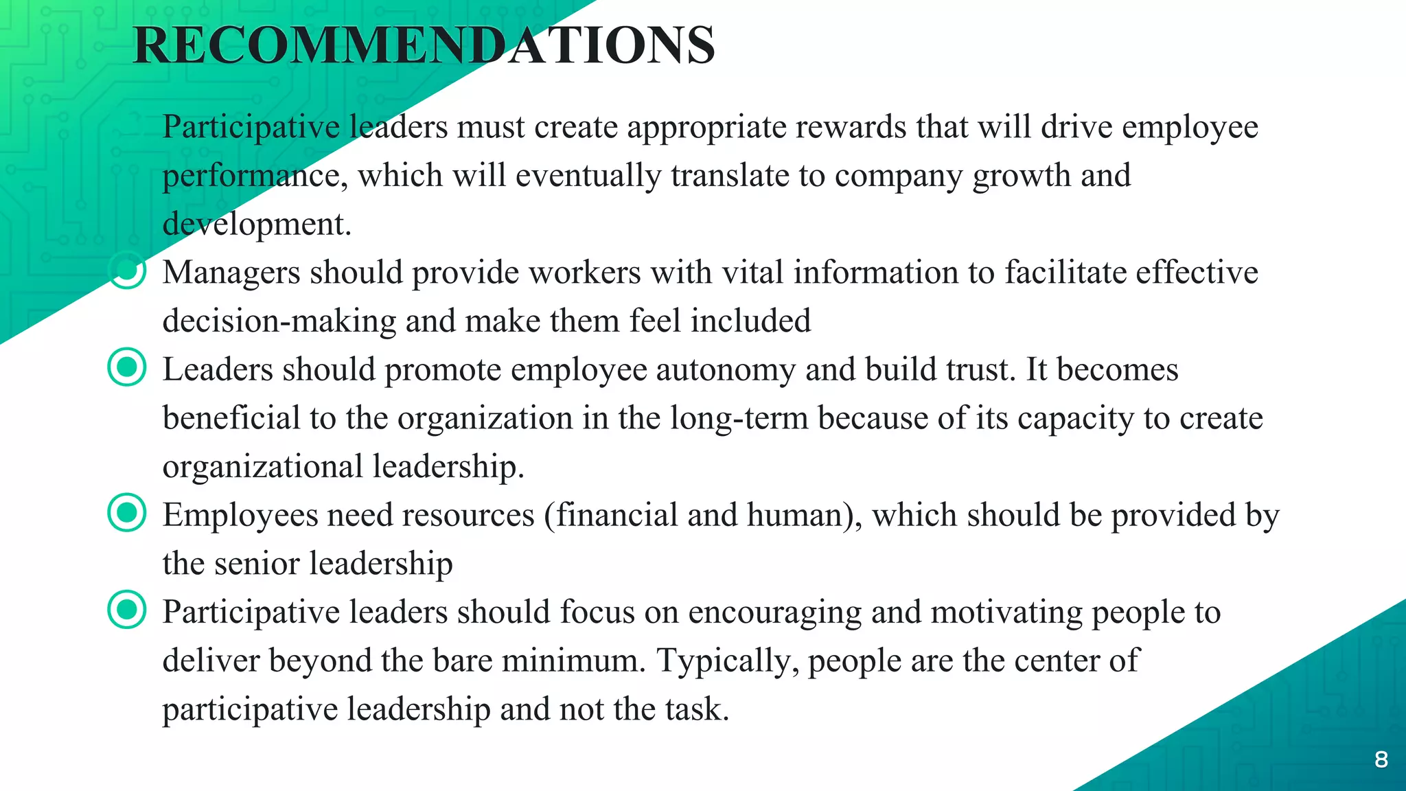 Participative Leadership Style.pptx | Human Resources | Business