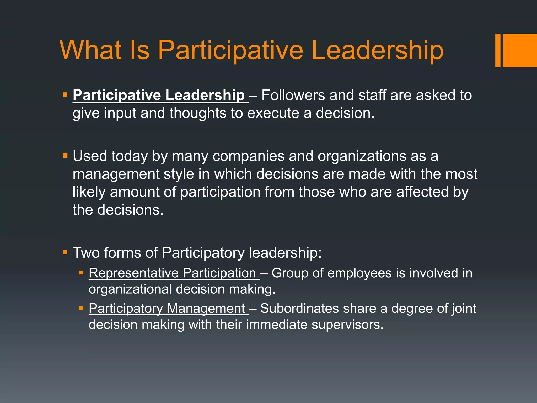 Participative leadership theory | PPTX