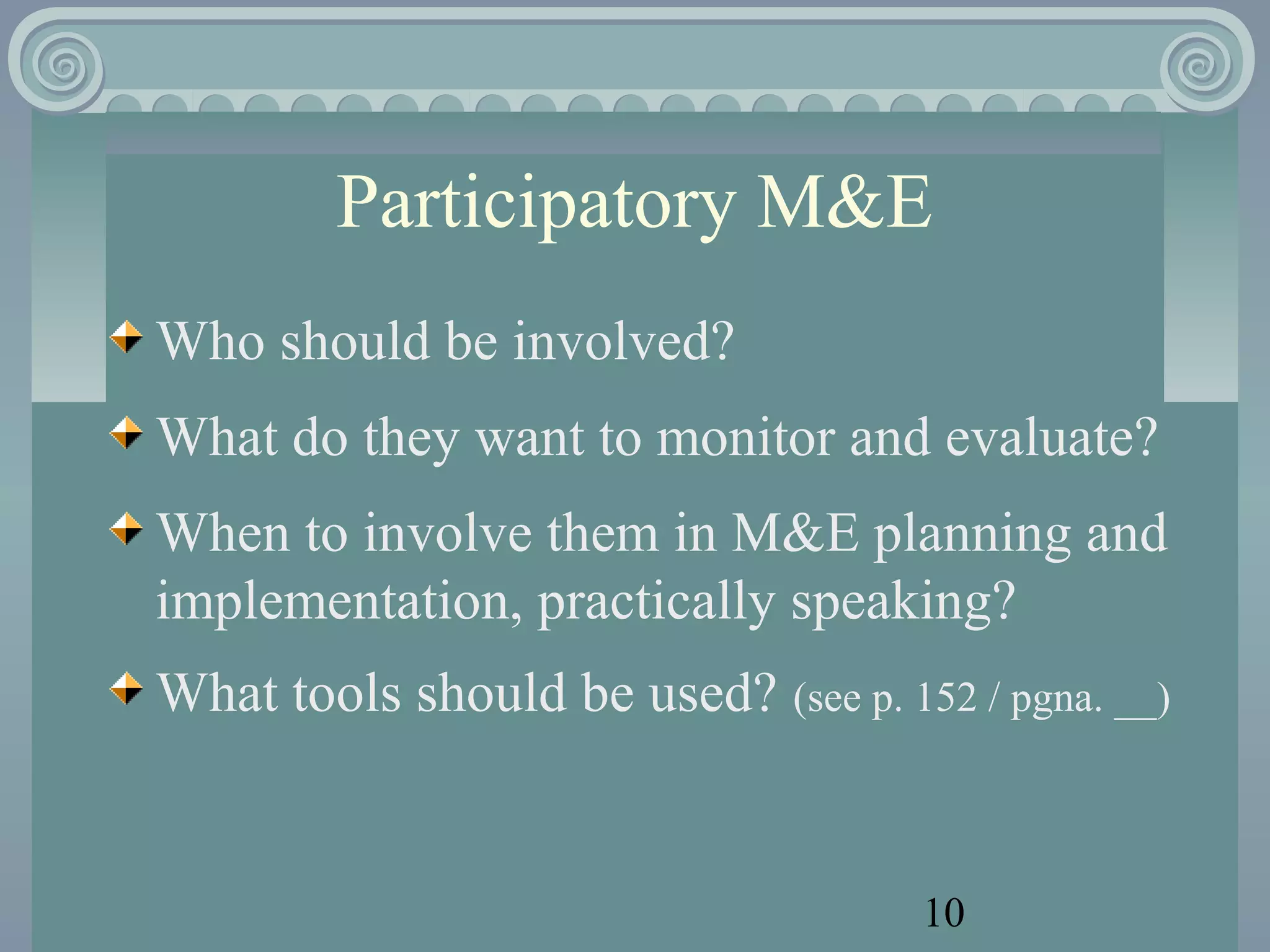 Participatory Monitoring and Evlaution | PPT