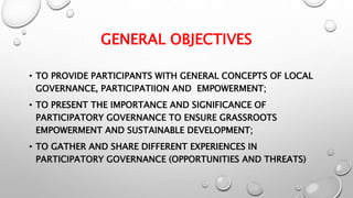 Participatory governance for grassroots empowerment and sustainable ...