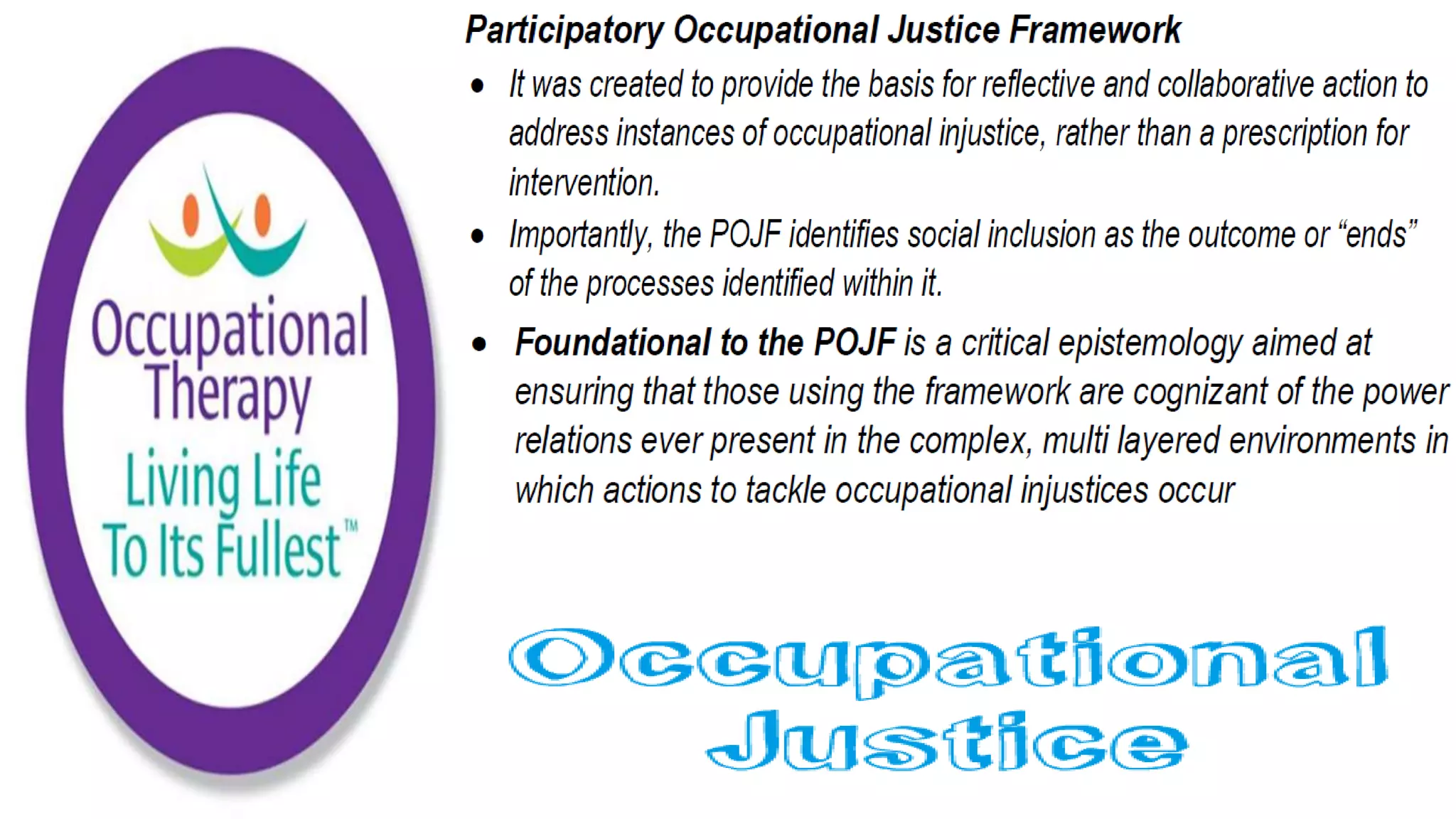 Participatory Occupational Justice Framework | PPTX