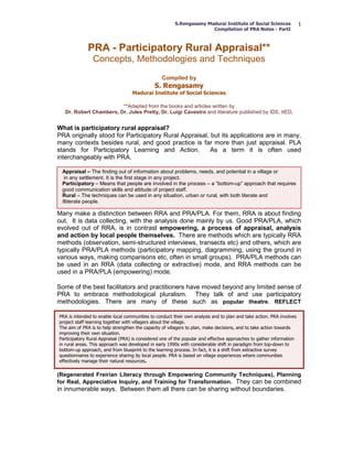 Participatory Rural Appraisal Part 1 | PDF