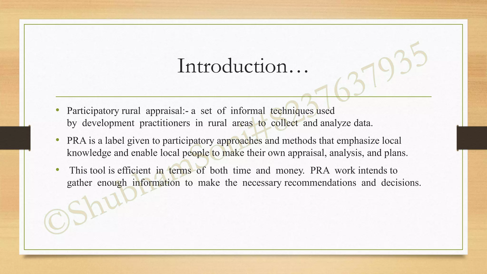 Participatory rural appraisal(pra) | PDF