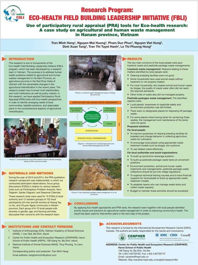 Use of participatory rural appraisal (PRA) tools for eco-health ...
