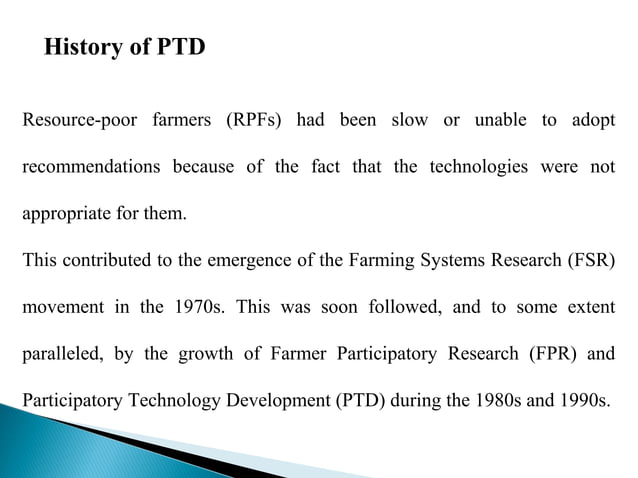 Participatory technology development | PPT | Agriculture | Industries