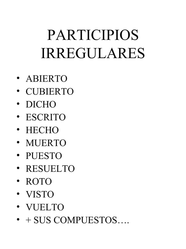Participios Irregulares | PDF