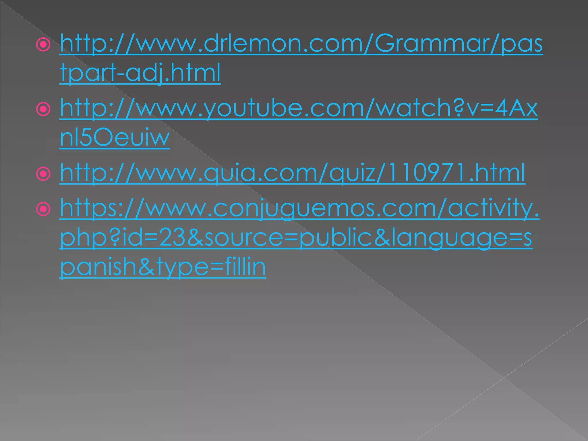 Participios pasados usados como adjetivos | PPTX