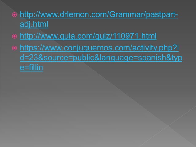 Participios pasados usados como adjetivos 2021 | PPT