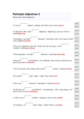 Participle adjectives 2 exercise | DOTX