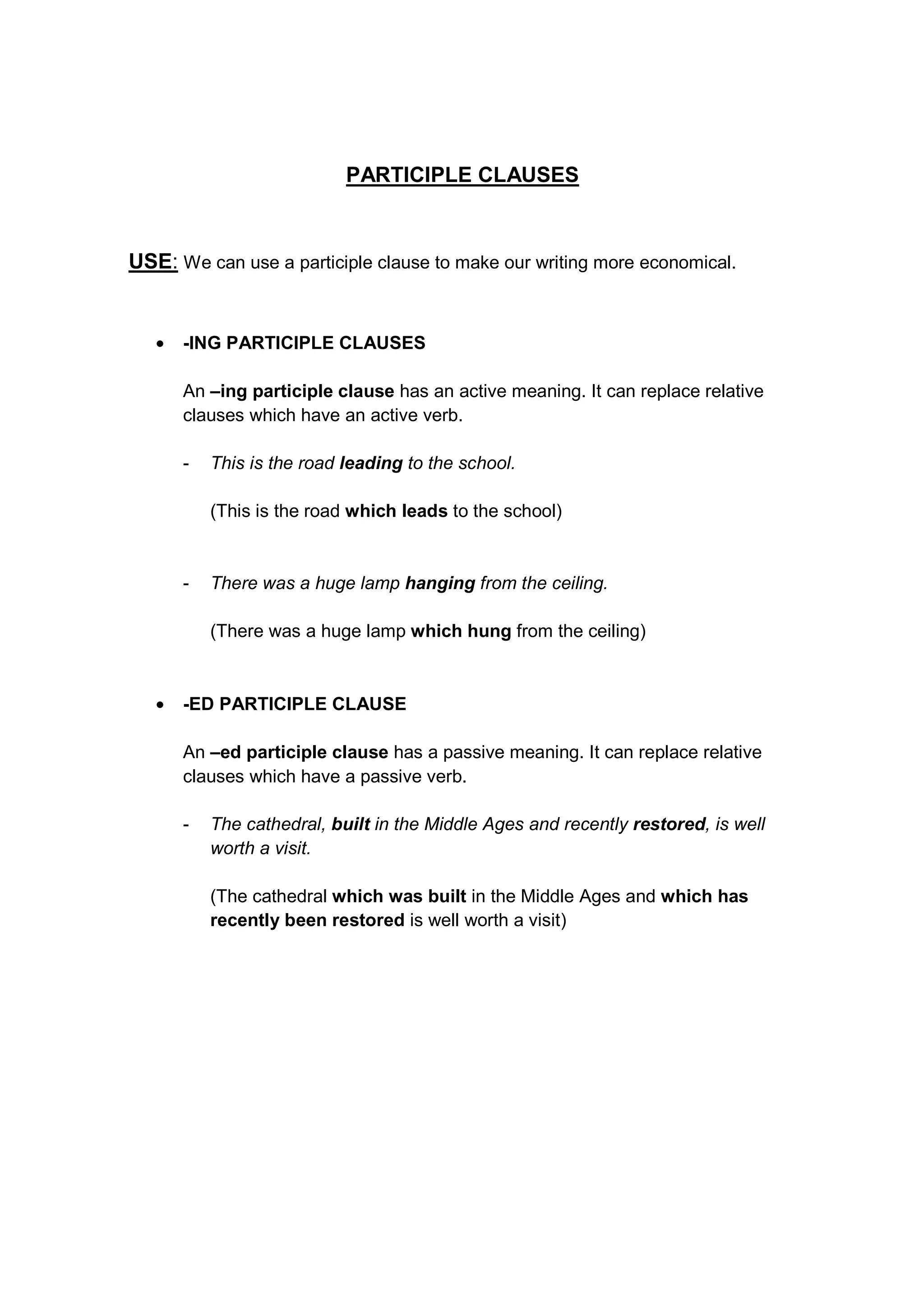 Participle clauses | PDF