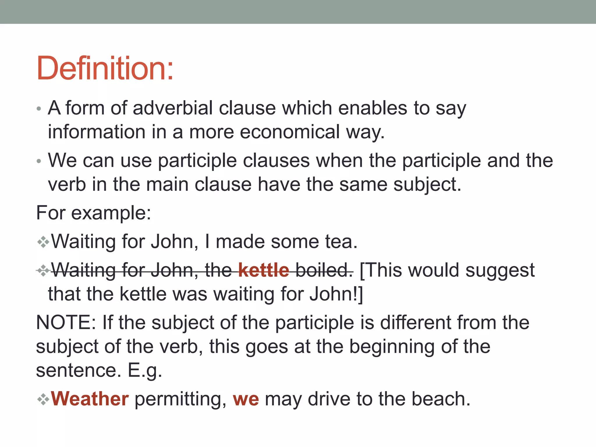 Participle clauses | PPTX