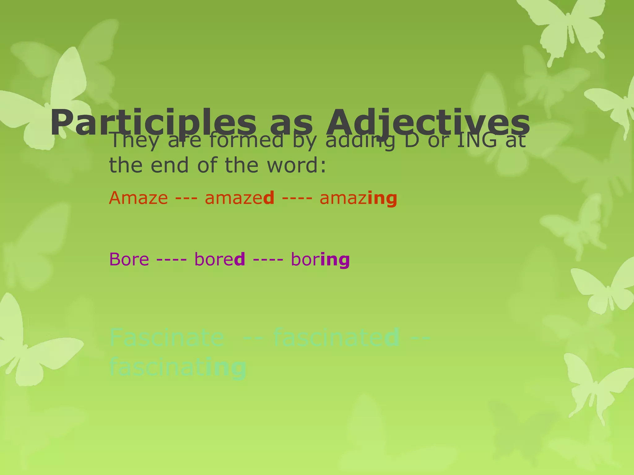 Participles As Adjectives Ppt
