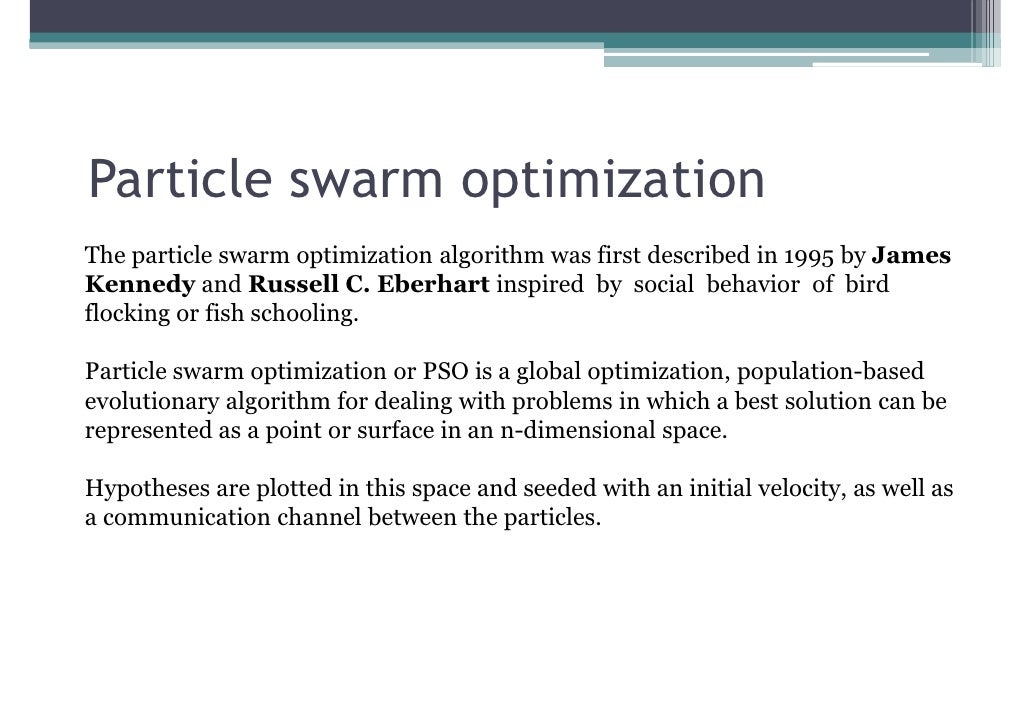 Particle Swarm Optimization Particle Swarm Optimization
