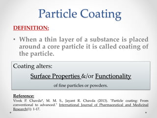 Particle Coating (Pharmaceutics) | PPTX