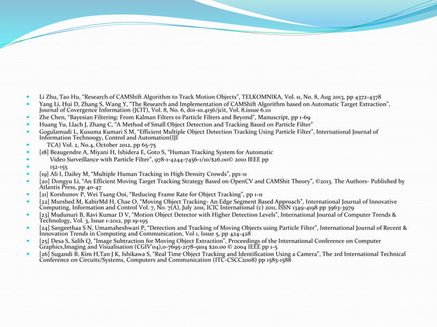 Particle Filter And Cam Shift Approach For Motion Detection Ppt
