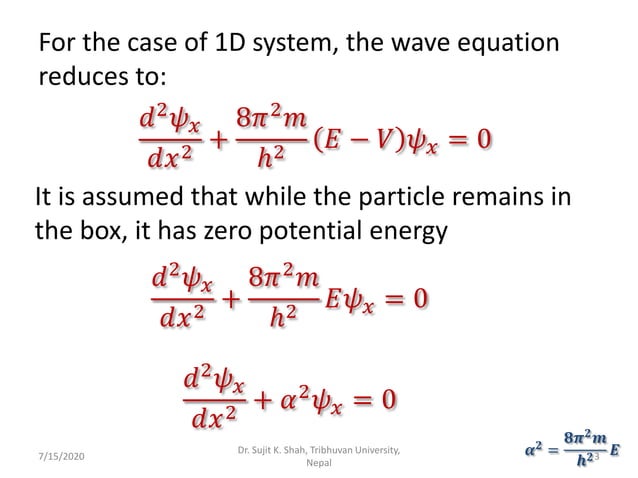 Particle in 1 d box | PPTX