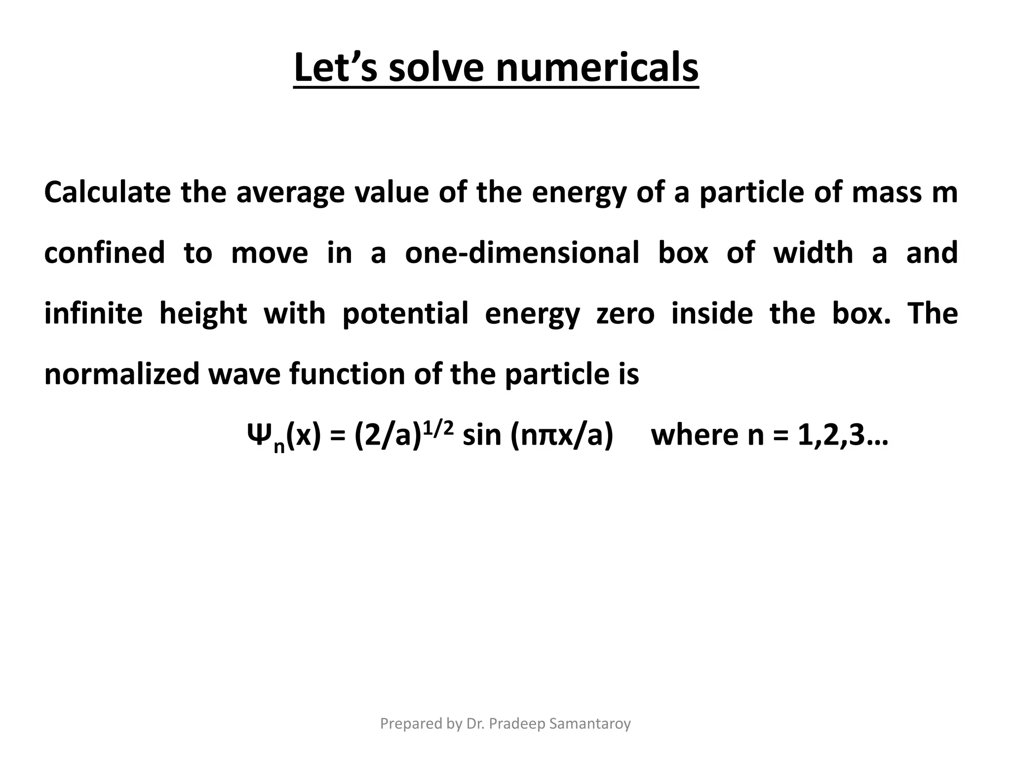 Particle in 1 D box | PDF
