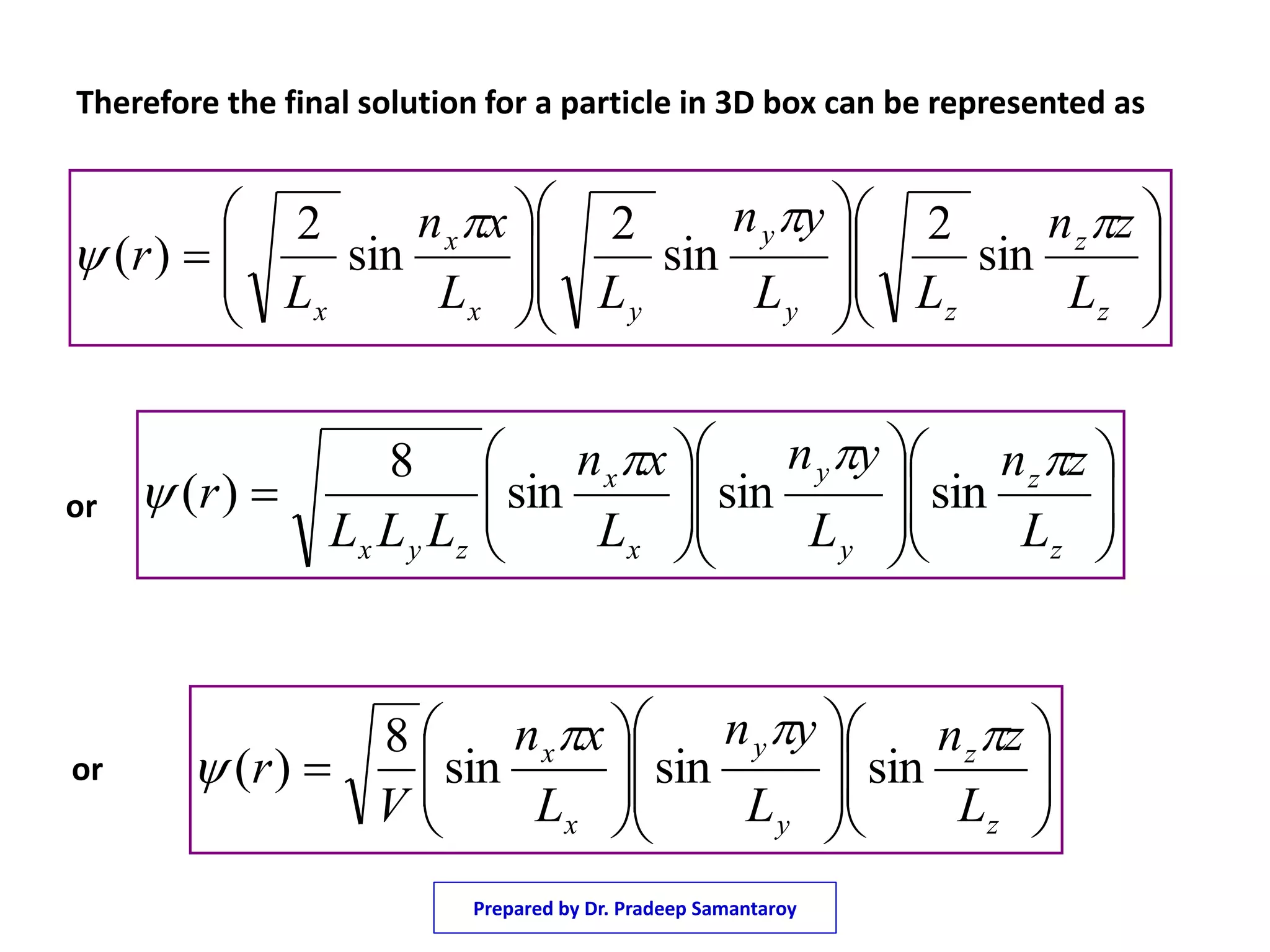 Particle in 3D box | PDF