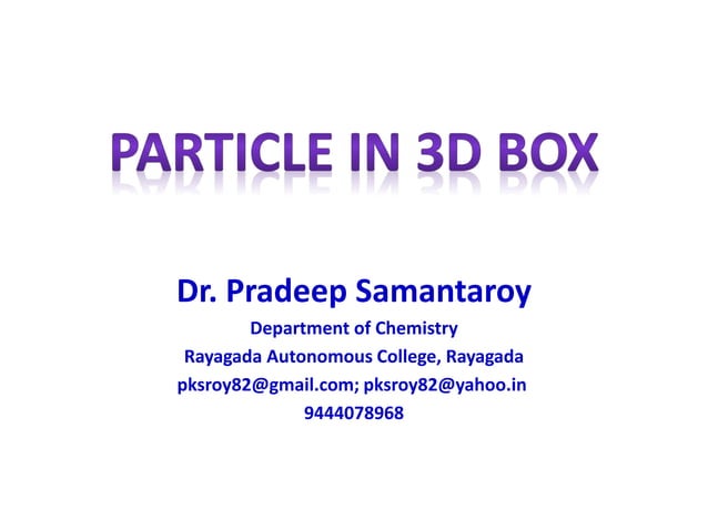 Particle in 3D box | PDF