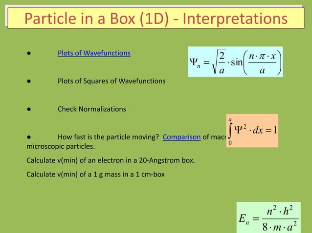 Particle in a box- Application of Schrodinger wave equation | PPTX | Chemistry | Science