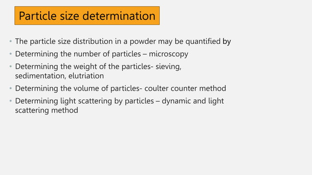 particle size analysis with various methods | PPTX | Chemistry | Science