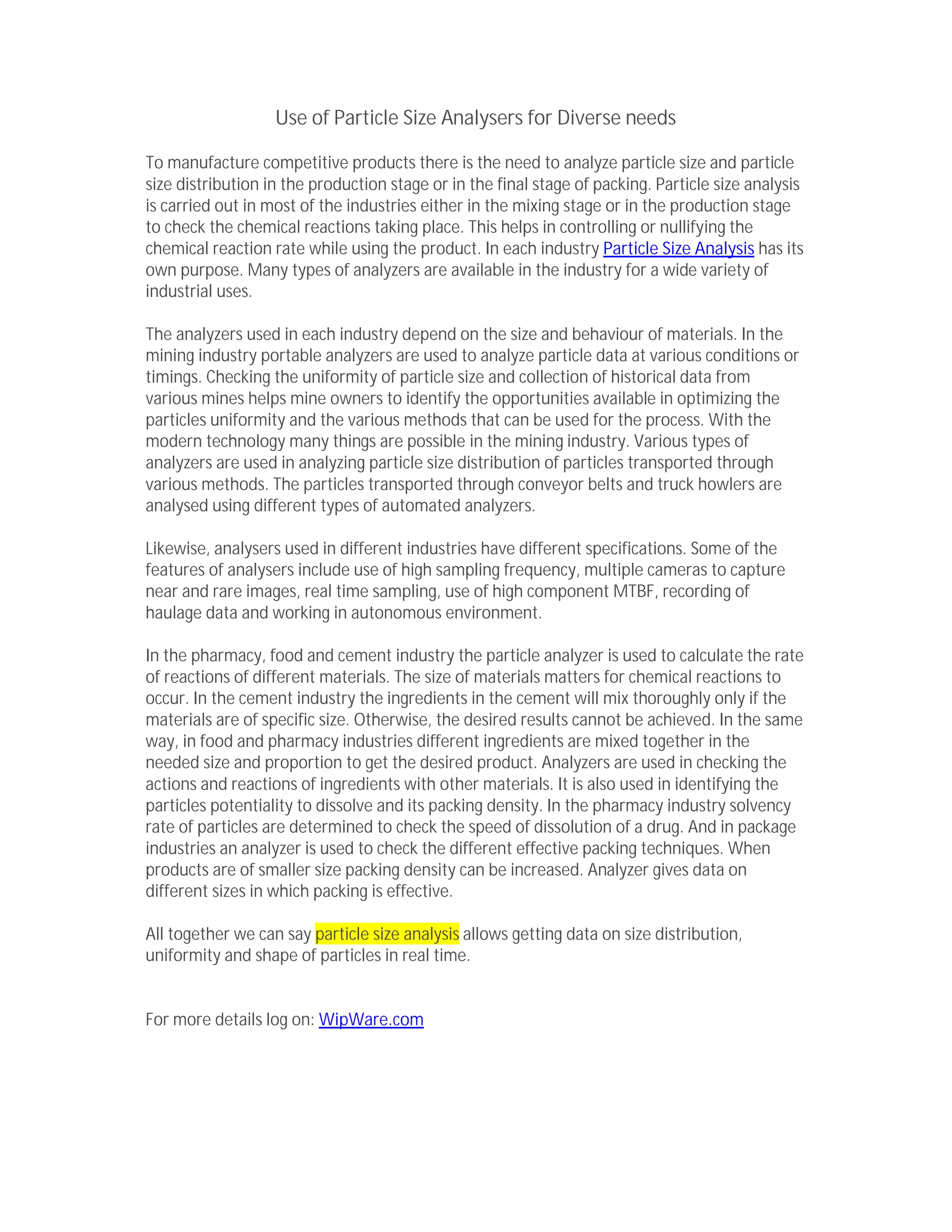 Particle Size Analysis Pdf Chemistry Science