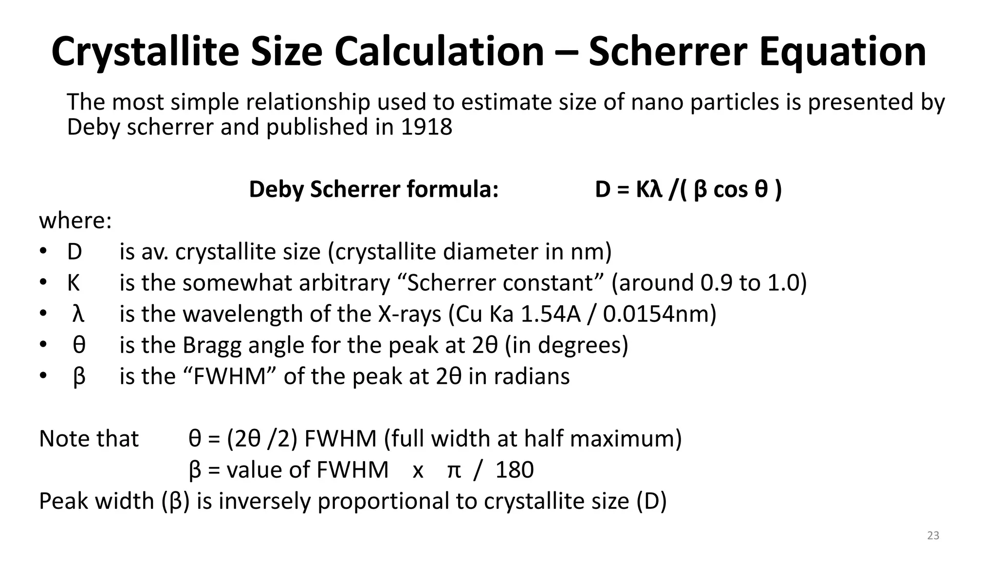 Particle size by sem and xrd | PPTX