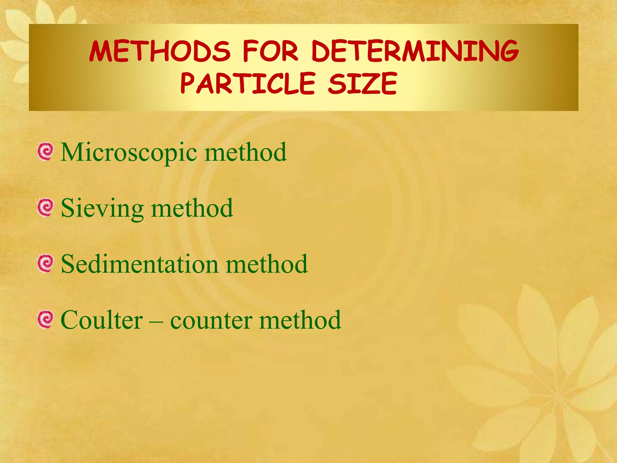 Particle size distribution and its methods | PPTX