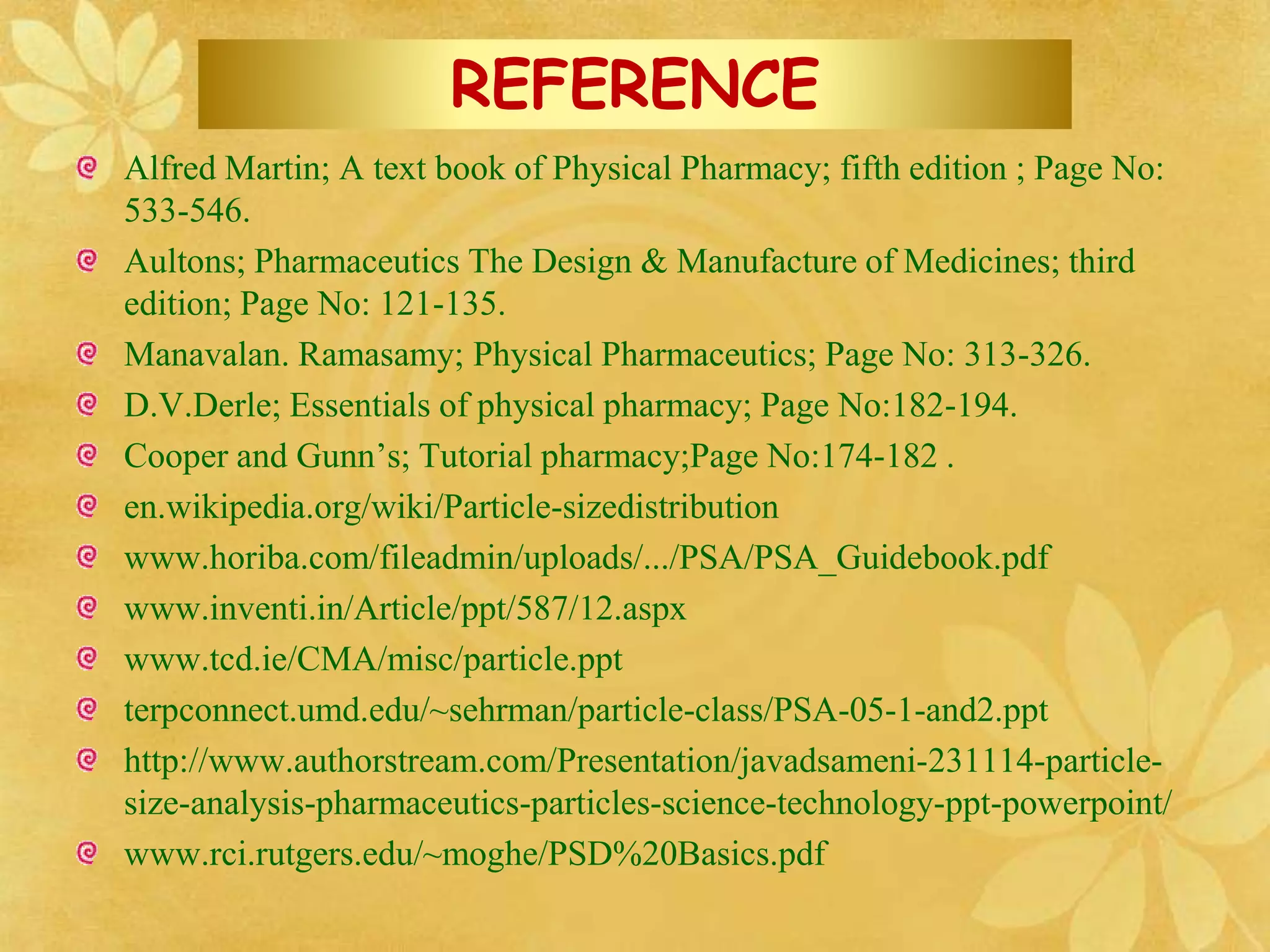 Particle size distribution and its methods | PPTX