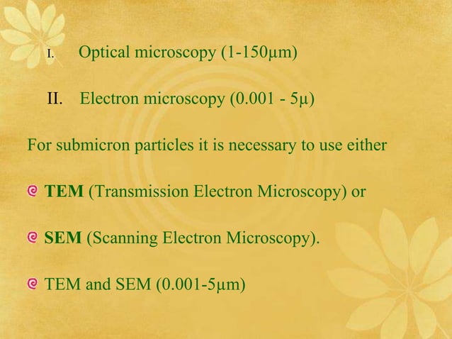 Particle size distribution and its methods | PPTX | Chemistry | Science