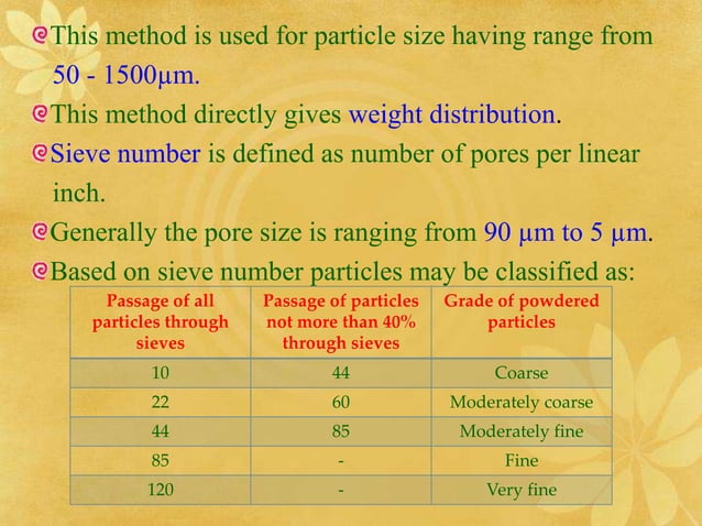 Particle size distribution and its methods | PPTX | Chemistry | Science