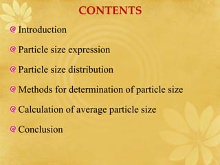 Particle size distribution and its methods | PPTX