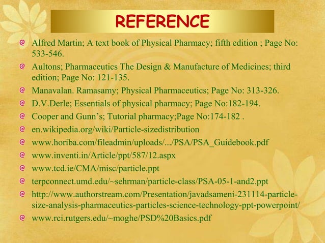 Particle size distribution and its methods | PPTX | Chemistry | Science