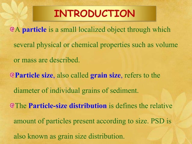 Particle size distribution and its methods | PPTX | Chemistry | Science