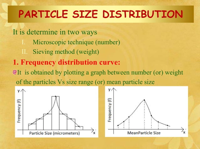 Particle size distribution and its methods | PPTX | Chemistry | Science