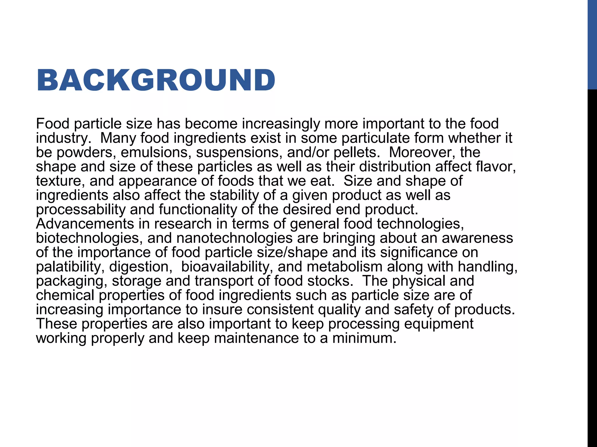 Particle size reduction and its impact in the food industry | PPT