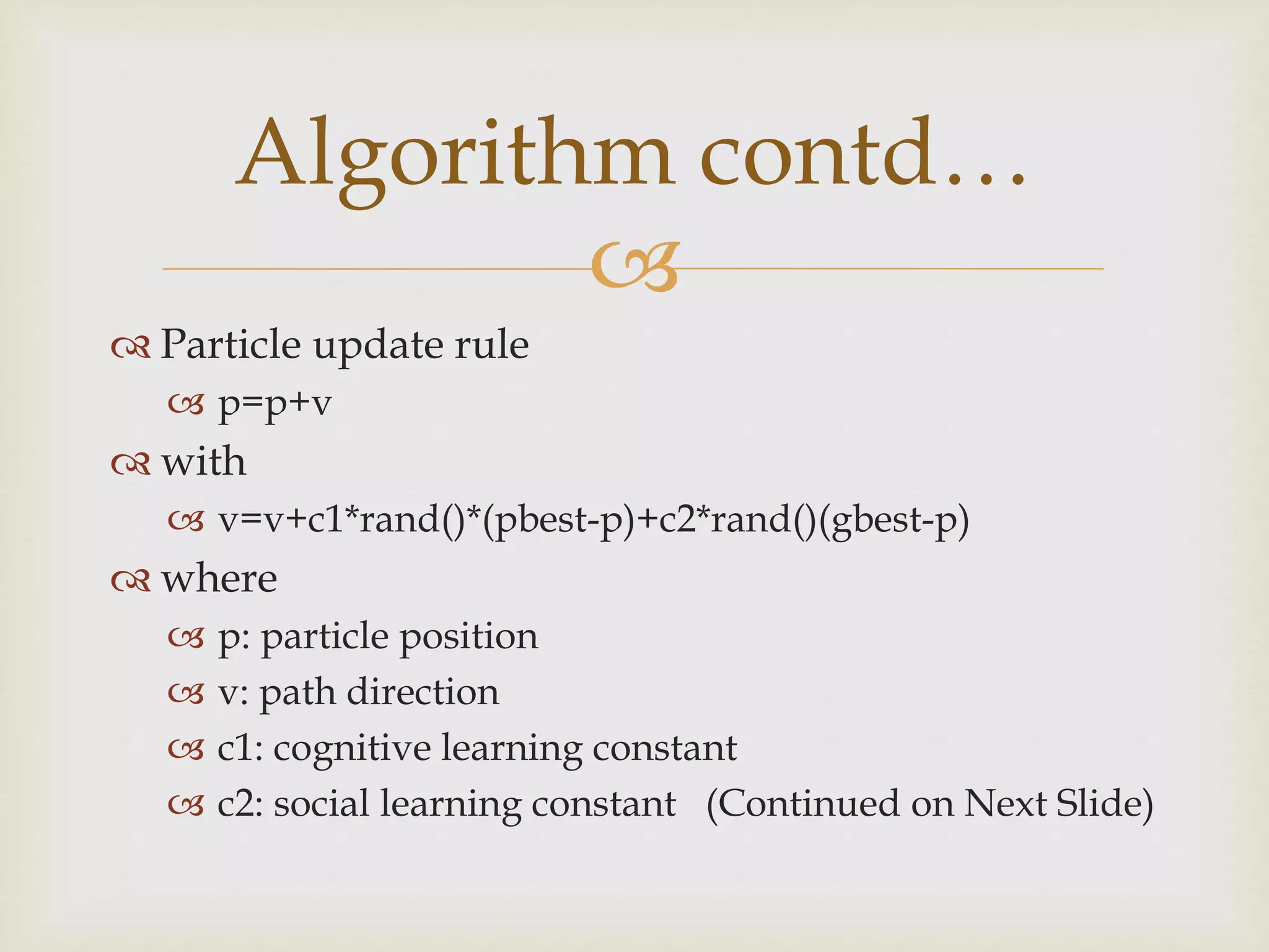 Particle Swarm Optimization by Rajorshi Mukherjee | PPTX