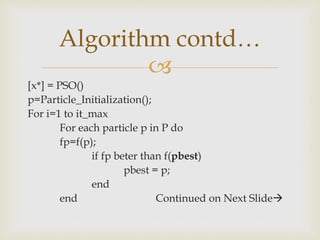 Particle Swarm Optimization by Rajorshi Mukherjee | PPTX