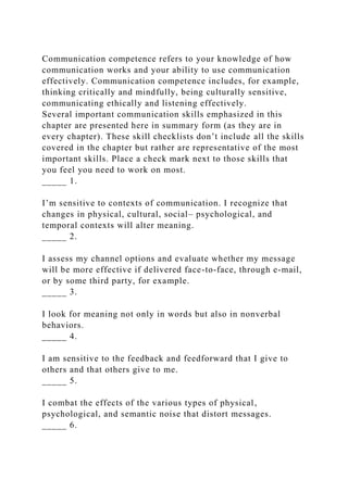 Part I Communication Competence Analysis Review the Communication.docx