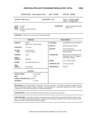 Particulados total Niosh | PDF