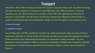 Particular sectors in relation to eu competition laws | PDF
