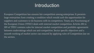 Particular sectors in relation to eu competition laws | PDF
