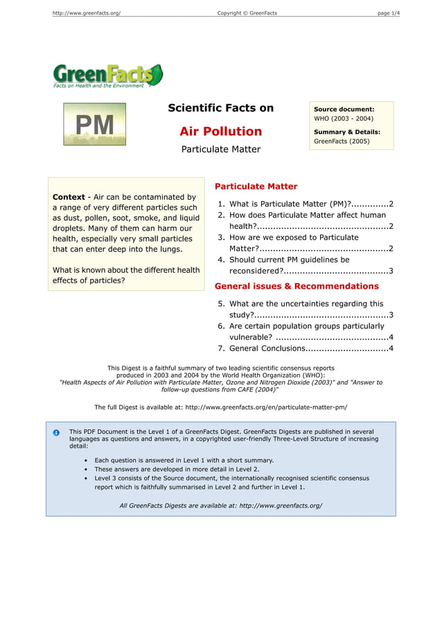 Air Pollution - Particulate Matter | PDF | Lung and Respiratory Health ...