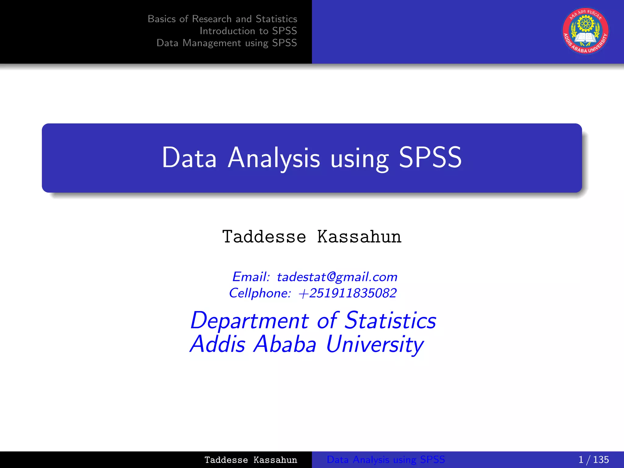 Data Analysis Using Spss Part 1 Ppt