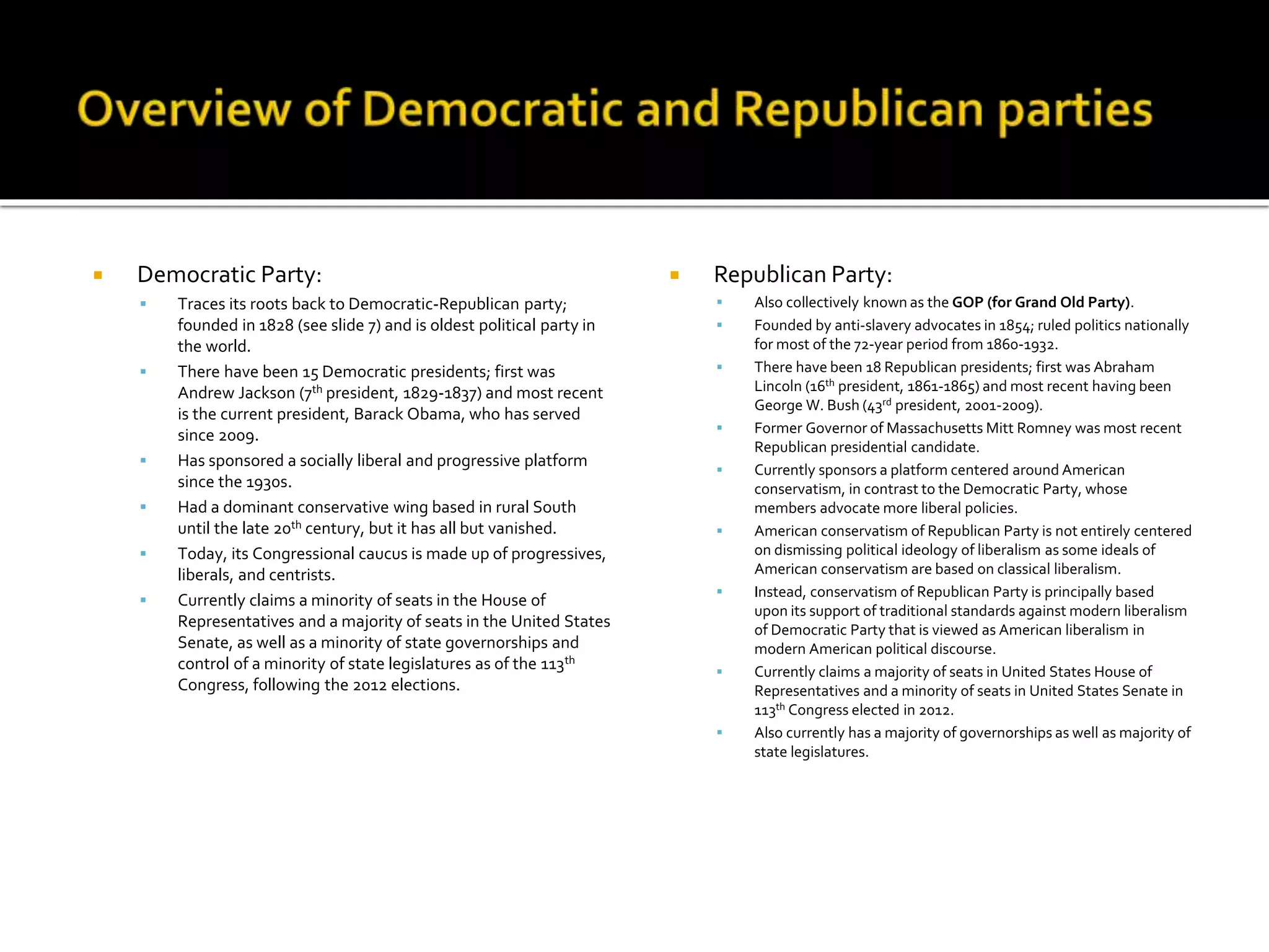 Parties and Ideologies in American Politics | PPTX | Civic affairs ...