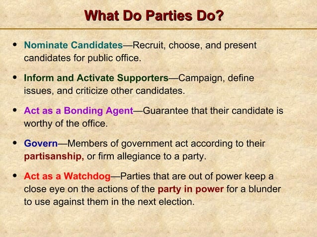 Parties and what they do | PPT