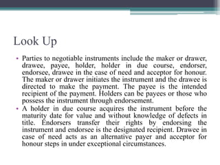 Parties to Negotiable Instruments Business Law | PPT | Law