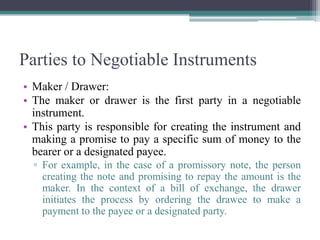 Parties to Negotiable Instruments Business Law | PPT | Law