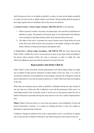 Parties to suit joinder non joinder | PDF